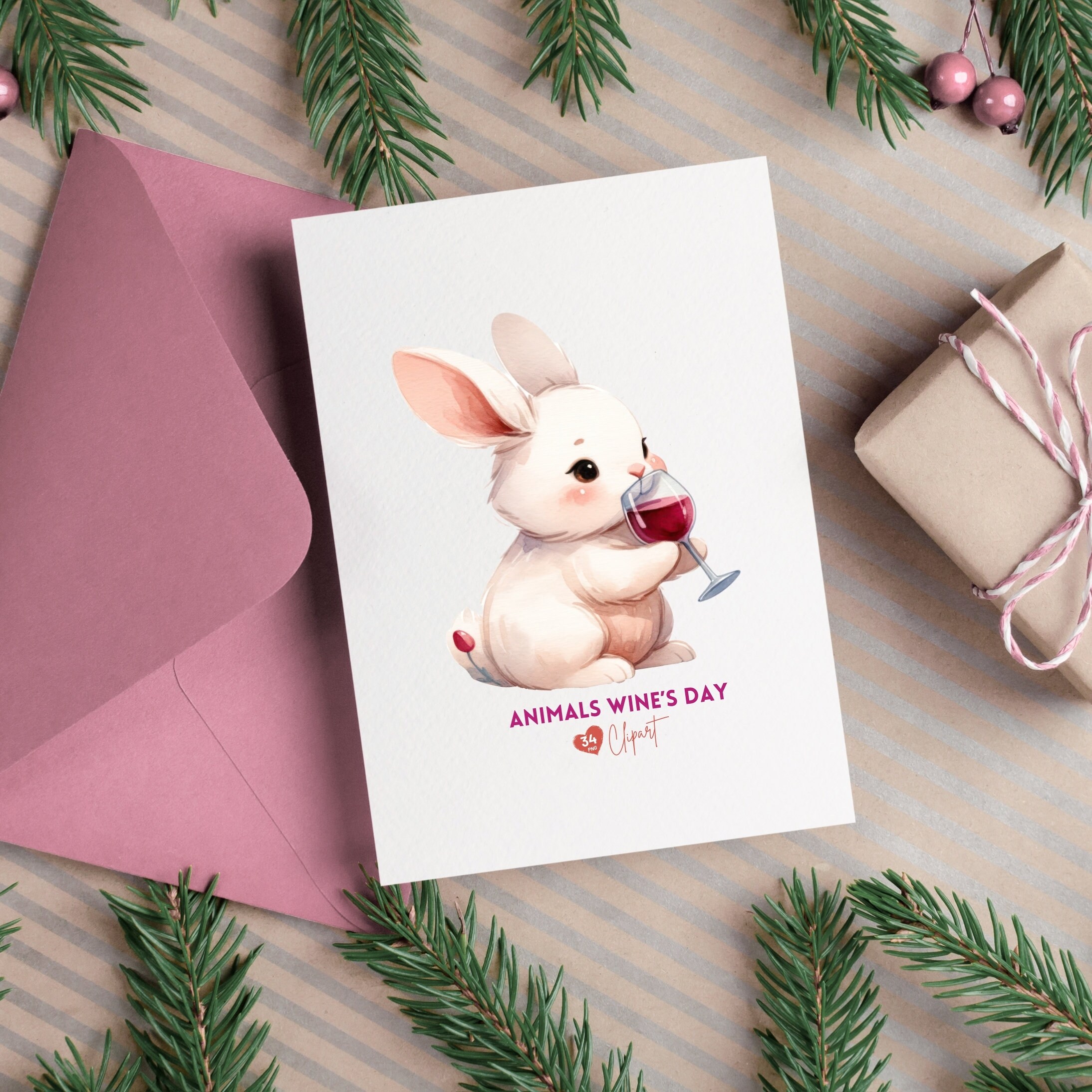Animals Wine's Day Clipart, Adorable Creatures With Wine PNG Collection ...