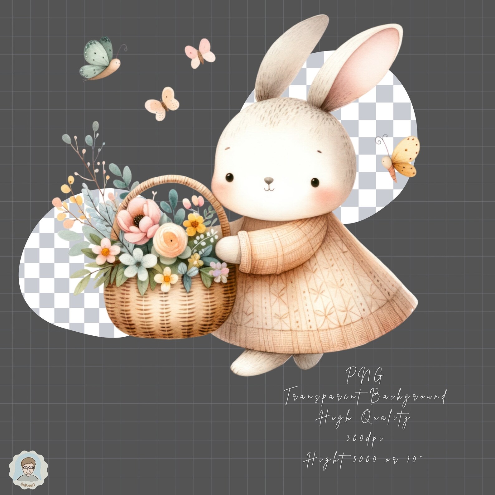 Easter Bunny Delivery Clipart, Adorable Springtime Bunny PNG Collection ...
