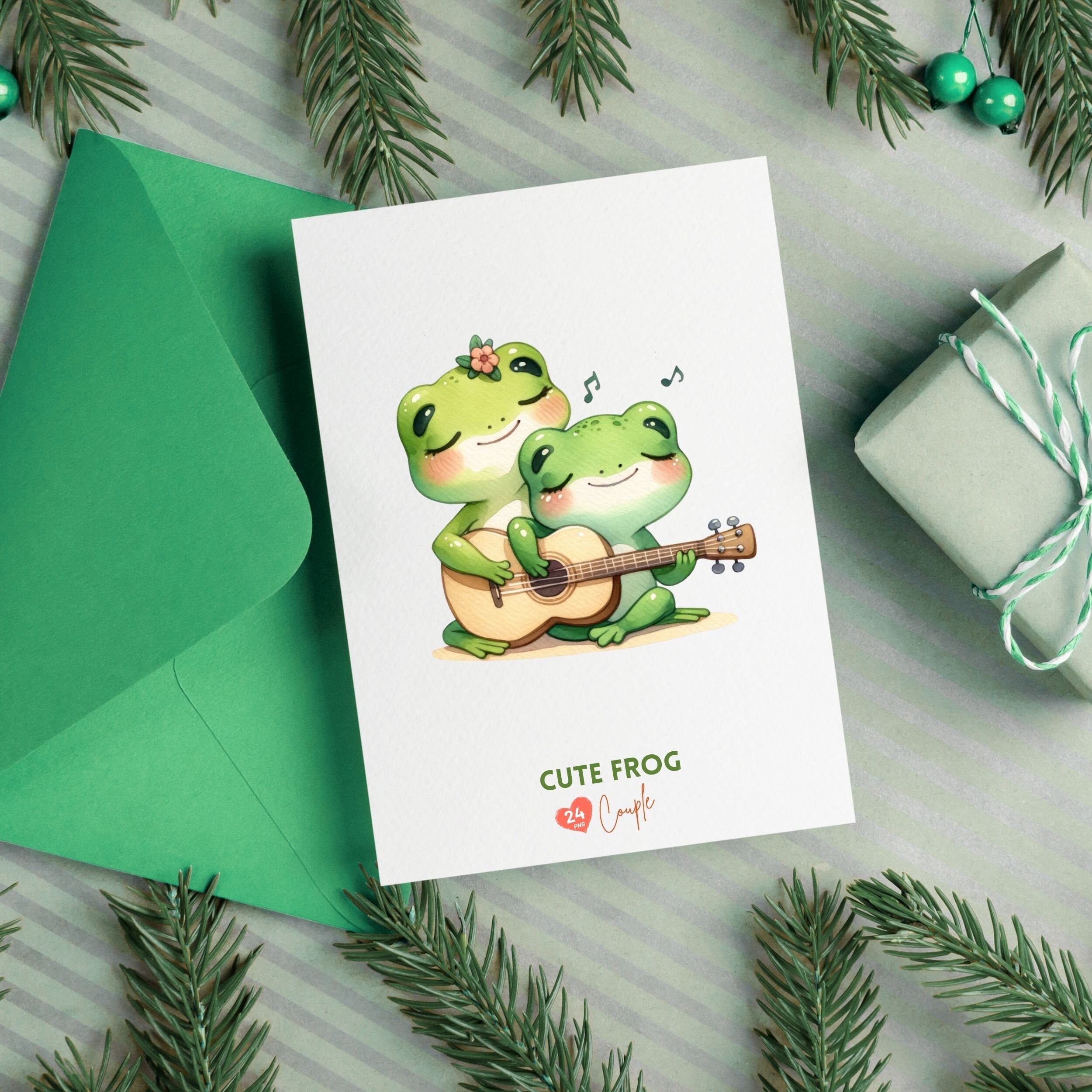 Cute Couple Frog Clipart, Watercolor Wetlands Clipart, Love Frog ...