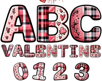 Love Letters Valentine's Day Alphabet, Pink Plaid Valentine Alphabet ...