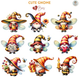 Cute Bumble Bee Gnomes Clipart, Bumble Bee Png, Honey Gnome ...
