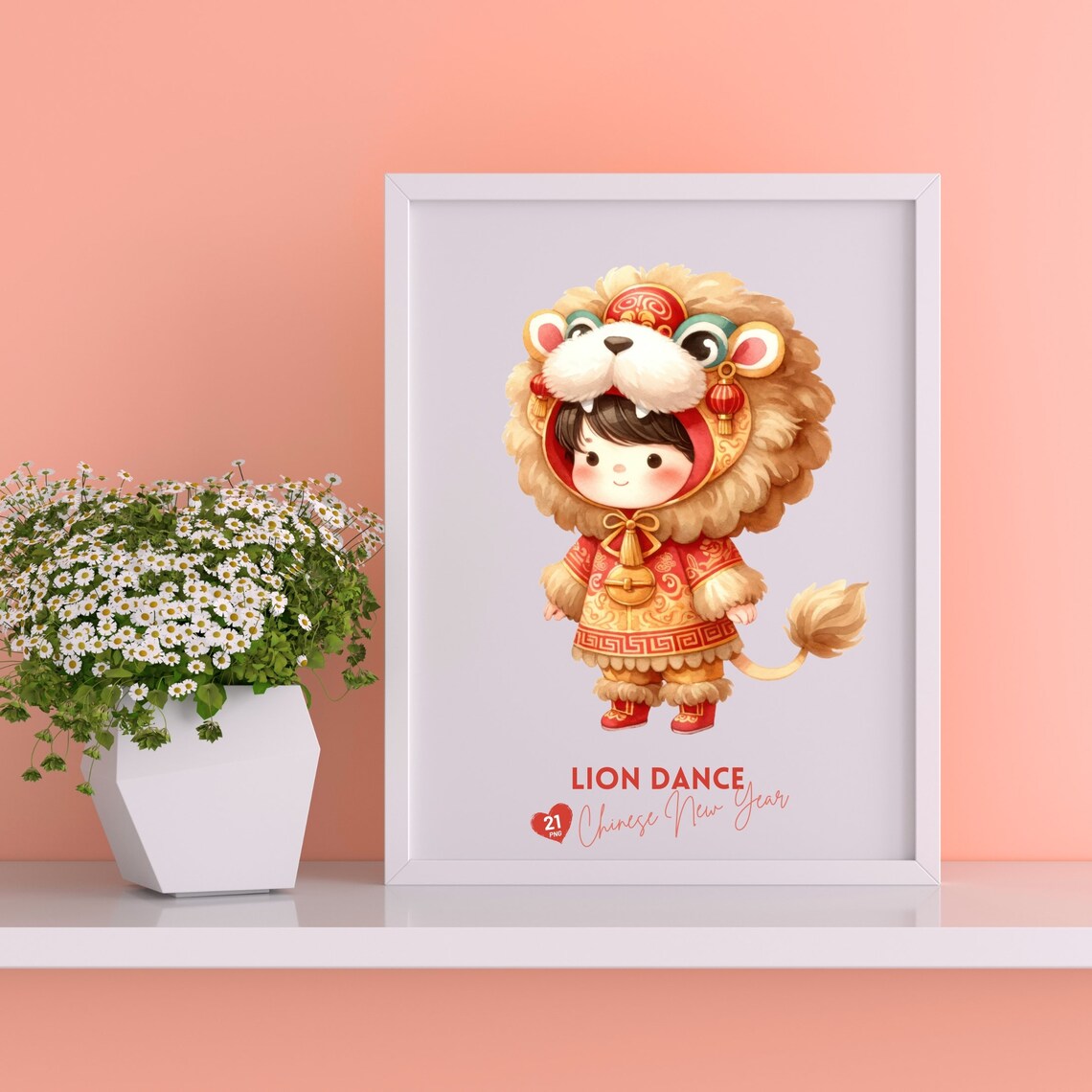 Lion Dance, 2024 Cute Chinese New Year Watercolor Clipart, Traditional ...