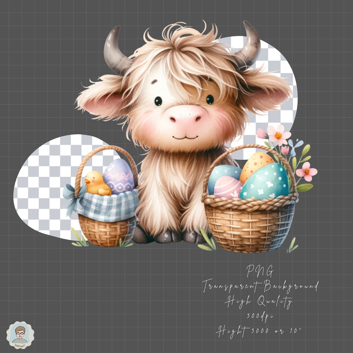 Adorable Easter Highland Cow, Happy Easter Sublimation Design, Highland ...
