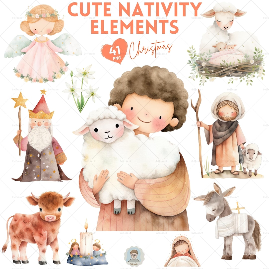 Cute Nativity Christmas Clipart, Nativity Element, Christian ...