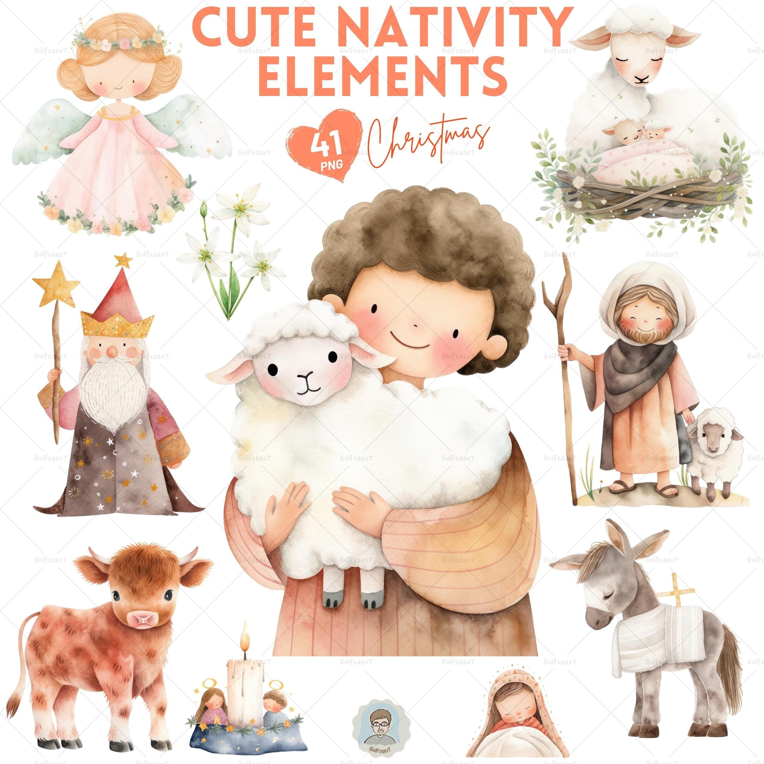 Cute Nativity Christmas Clipart, Nativity Element, Christian ...