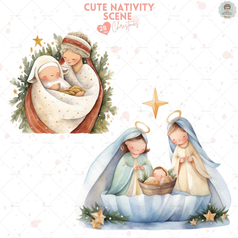 Cute Nativity Christmas Clipart, Nativity Scene, Christian Sublimation ...
