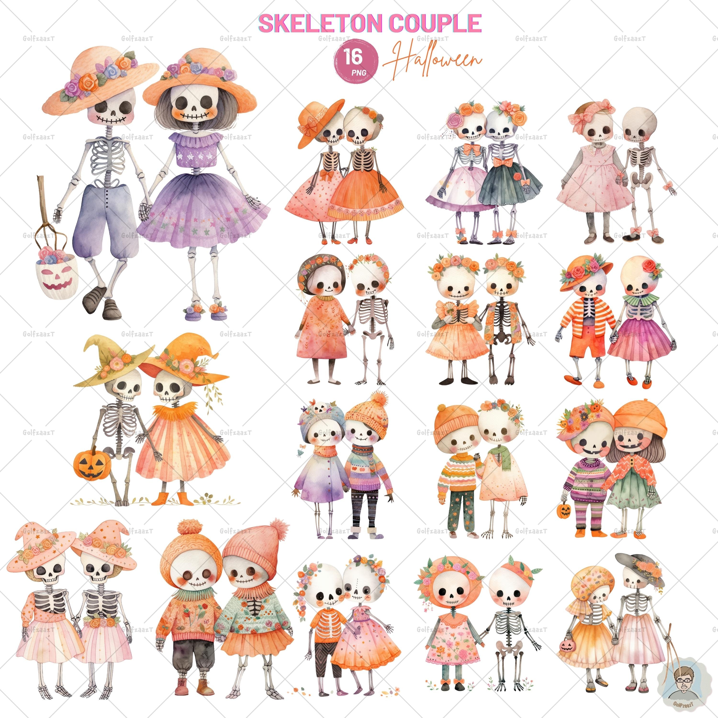 Skeleton Couple Halloween Clipart, Skeleton Couple PNG, Romantic ...