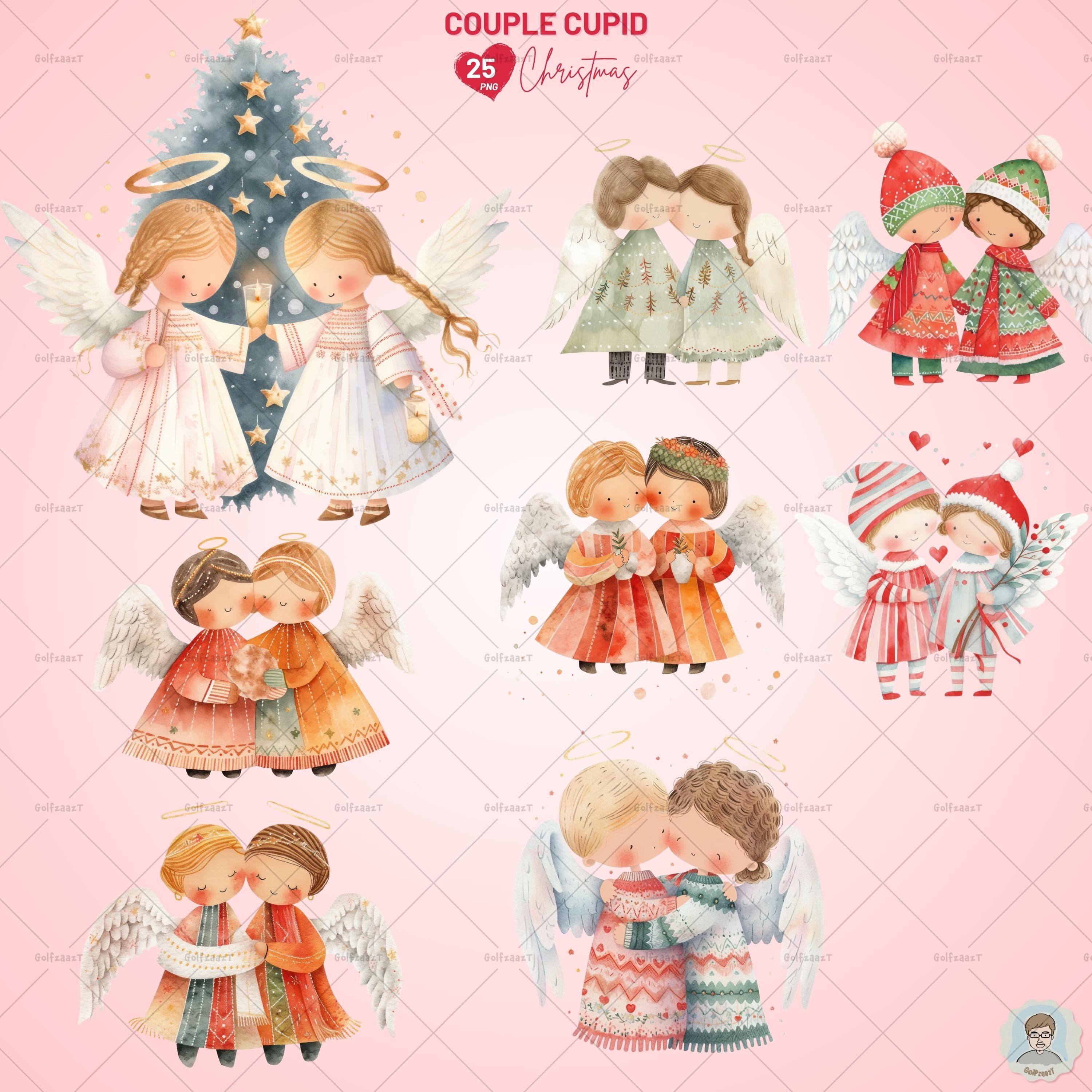 Christmas Couple Angels Clipart, Angel Clipart Bundle, Little Couple ...
