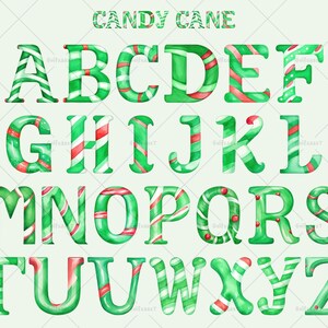 Candy Cane Alphabet Clipart, Christmas PNG Letter, Christmas Font ...
