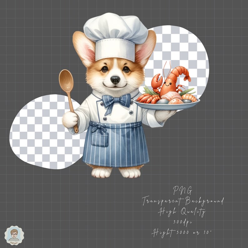 Adorable Corgi Chef Clipart Collection, Cute Dog Cooking, Cute Animal ...