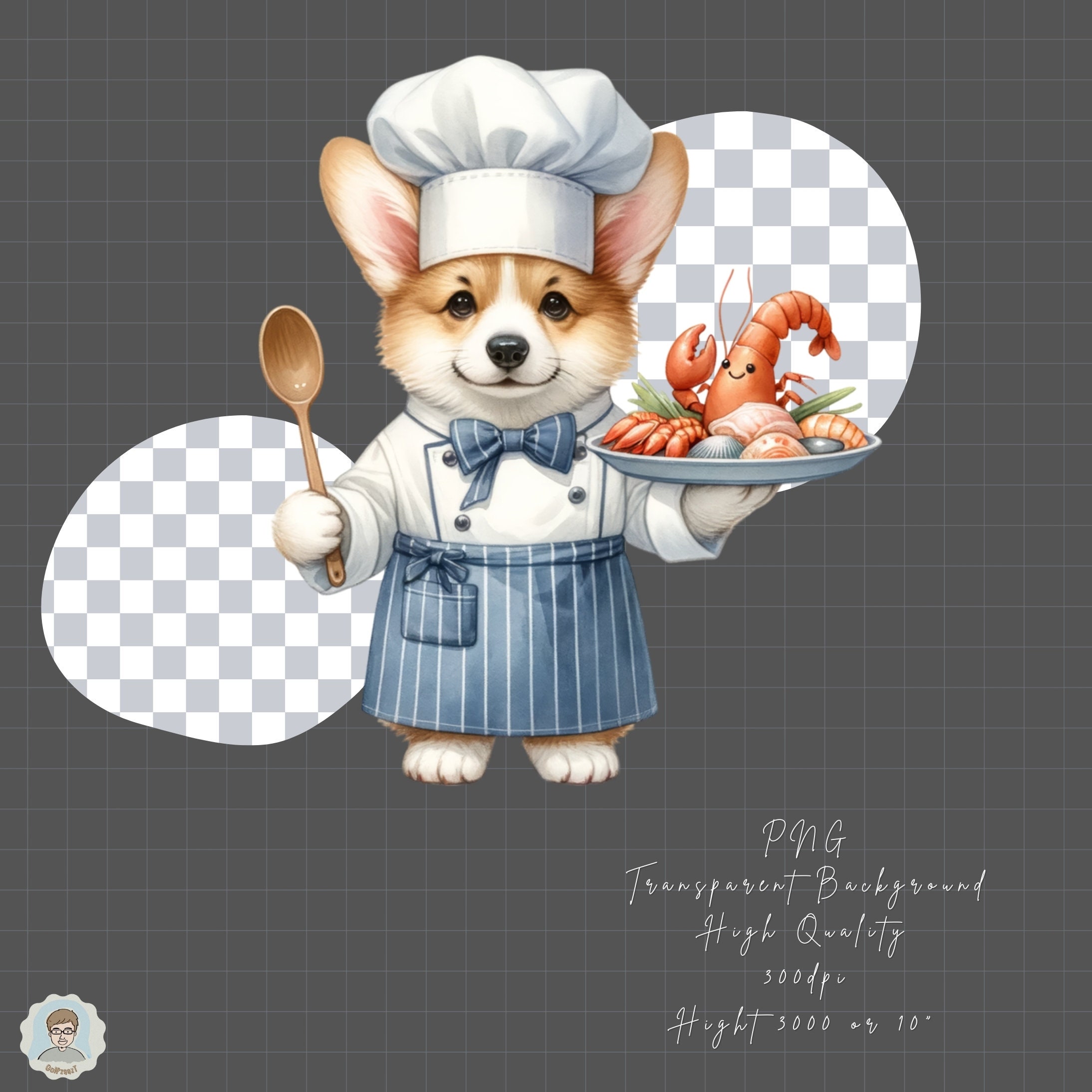 Adorable Corgi Chef Clipart Collection, Cute Dog Cooking, Cute Animal Chef, Kitchen Decor, Gift ...