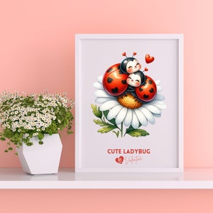 Cute Ladybug Valentine Clipart, Love Bug Clipart, Valentine Sublimation ...