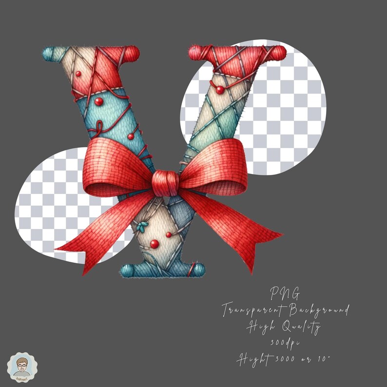 Stitch Alphabet With Red Bow Clipart, Embroidered Alphabet Bundle ...