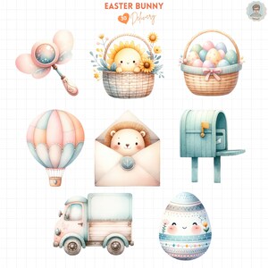 Easter Bunny Delivery Clipart, Adorable Springtime Bunny PNG Collection ...
