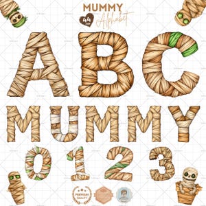 Halloween Mummy Alphabet PNG Clipart, Wrapped Mummy Font Letters ...