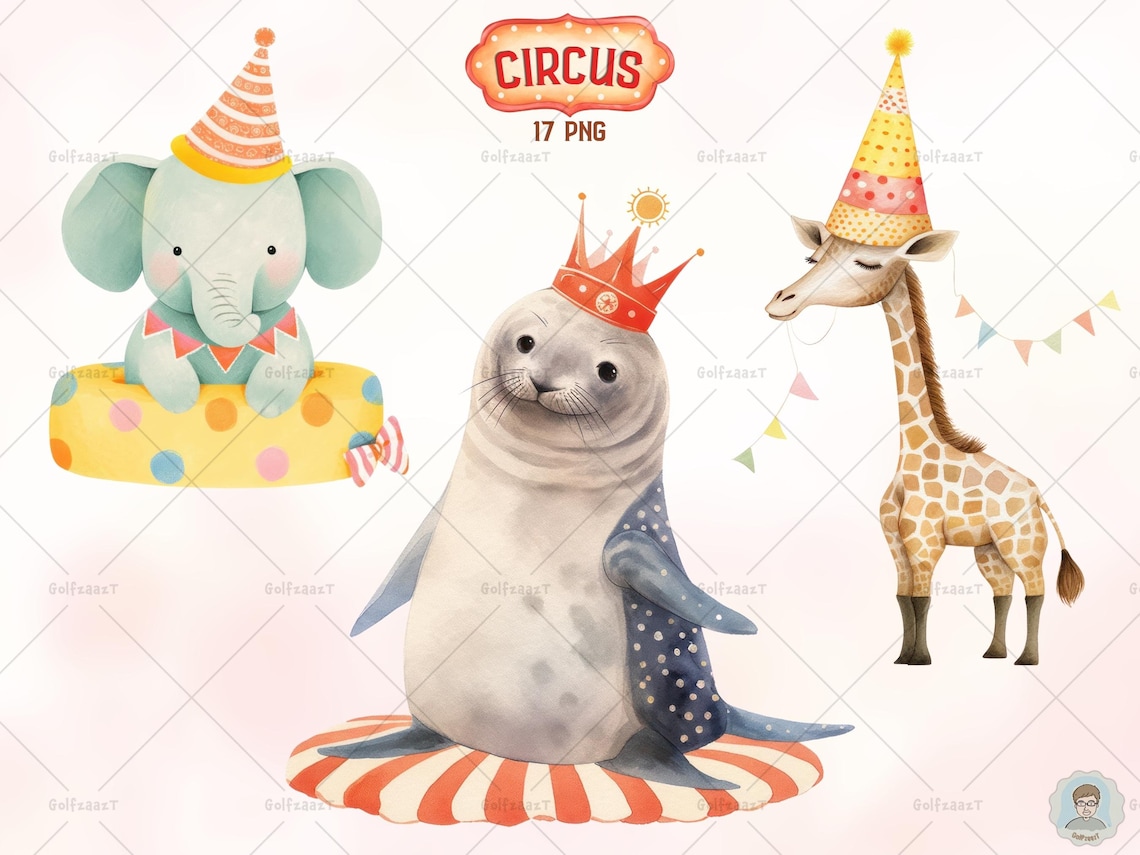 Circus Watercolor Clipart Set, Circus Carnival, Baby Shower Clipart ...