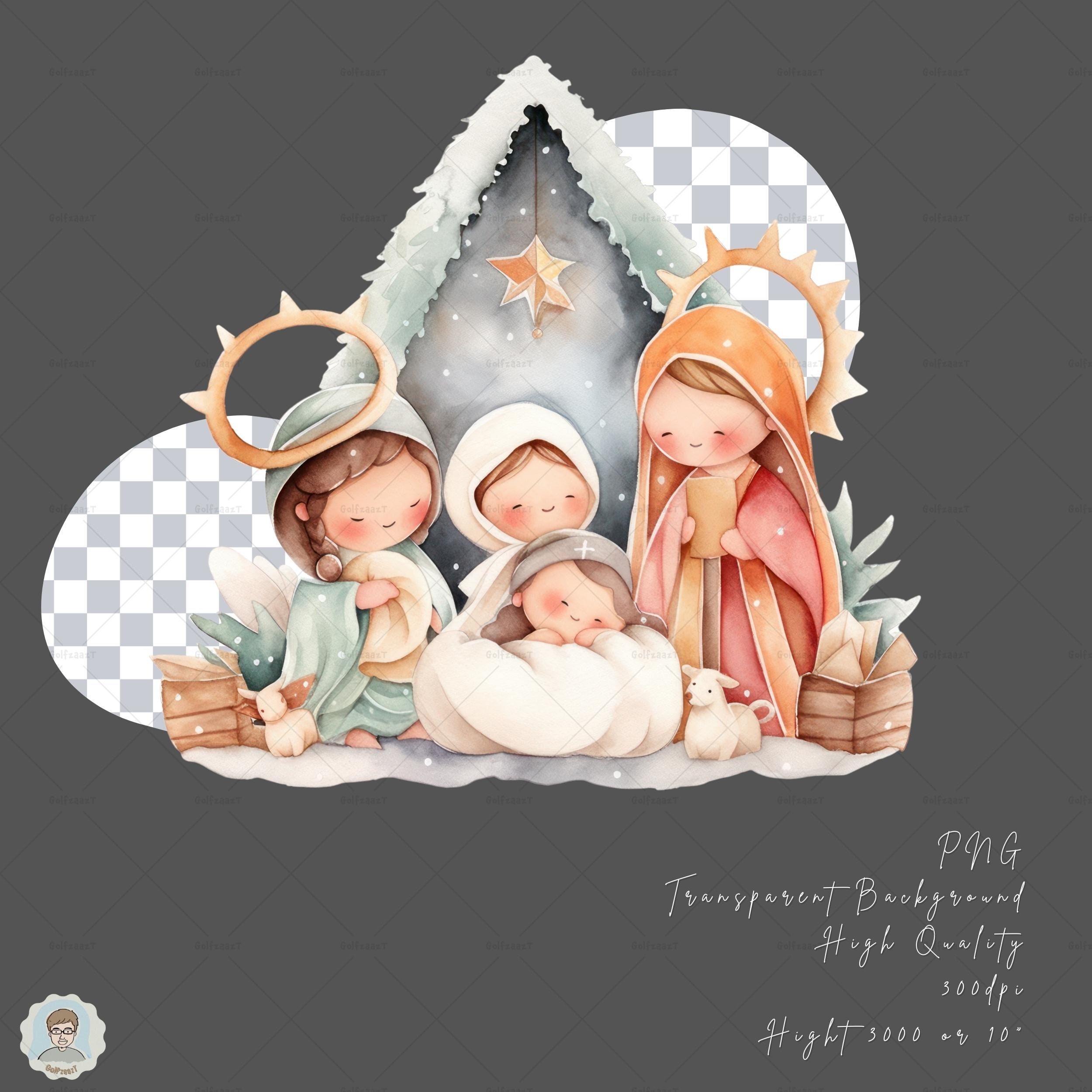 Cute Nativity Christmas Clipart, Nativity Scene, Christian Sublimation ...
