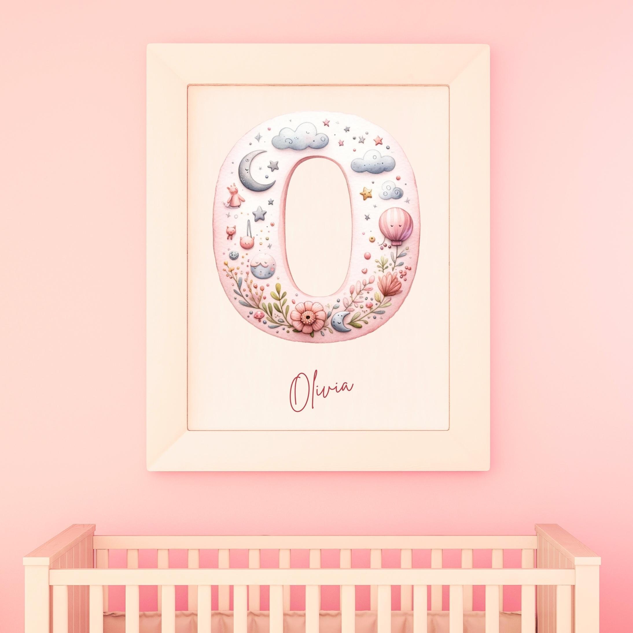 Pink Baby Shower Nursery Alphabet, Children Birthday Nursery Letters ...