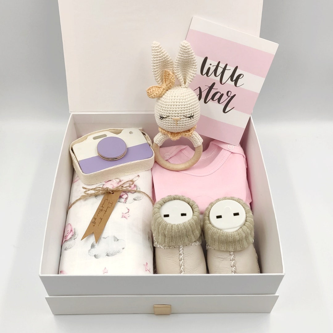 Newborn Gift Set, Crochet Bunny Gift Set, Baby Girl Gift Hamper, Baby ...