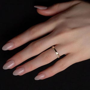 3MM Wide 14k Solid Gold Wedding Band, 0.15TC Brilliant Round Cut ...