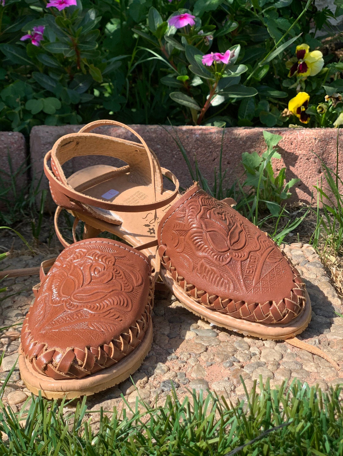 Floral Brown Lace Huaraches - Etsy