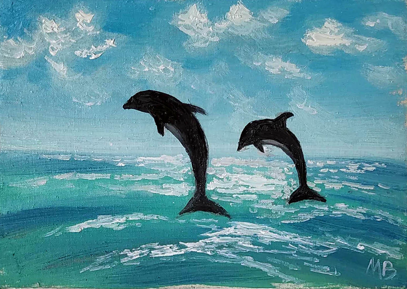 Dolphin Painting Animals Oil Painting Original Sea Animal Art | Etsy