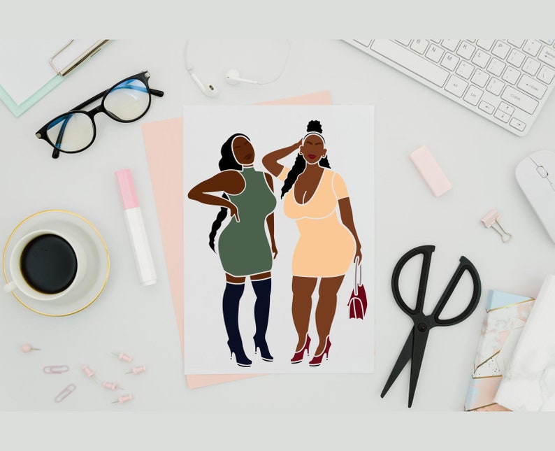 Abstract Friends, Best Friends Vector, Black Woman Clipart, African ...