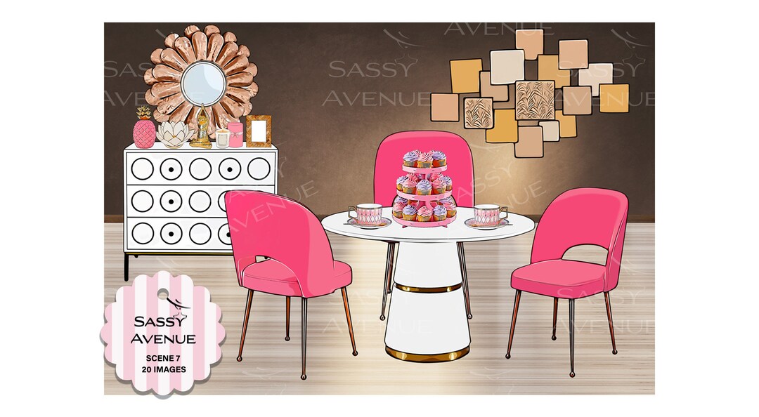 Living Room Scene, Living Room Background, Home Decor Stickers, Digital ...