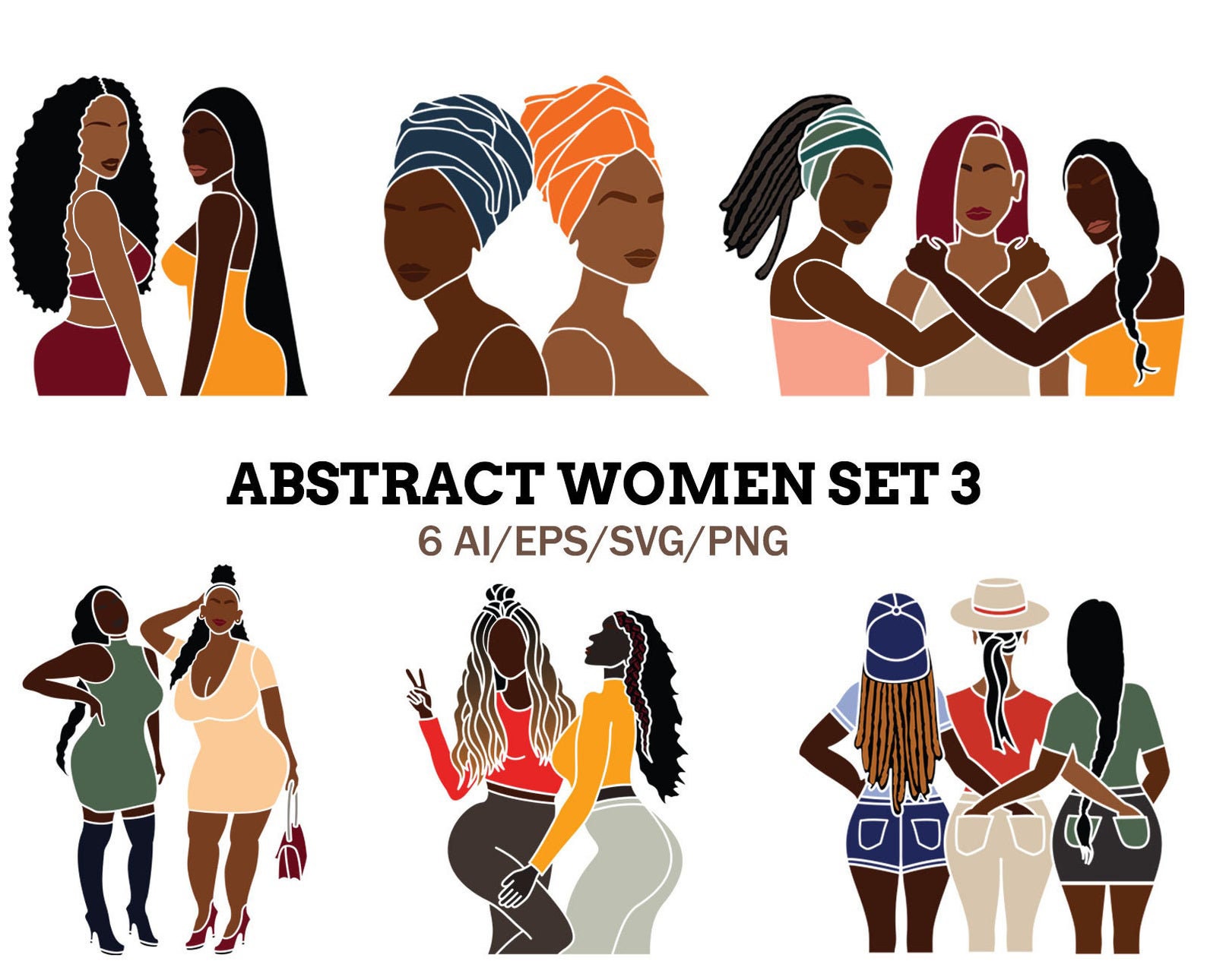 Abstract Friends, Best Friends Vector, Black Woman Clipart, African ...