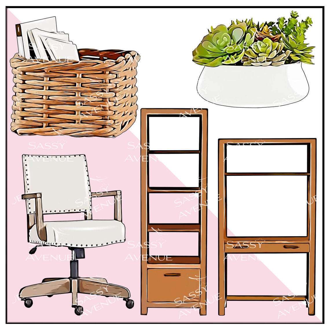 Home Office Scene, Home Office Background, Home Decor Stickers, Digital ...