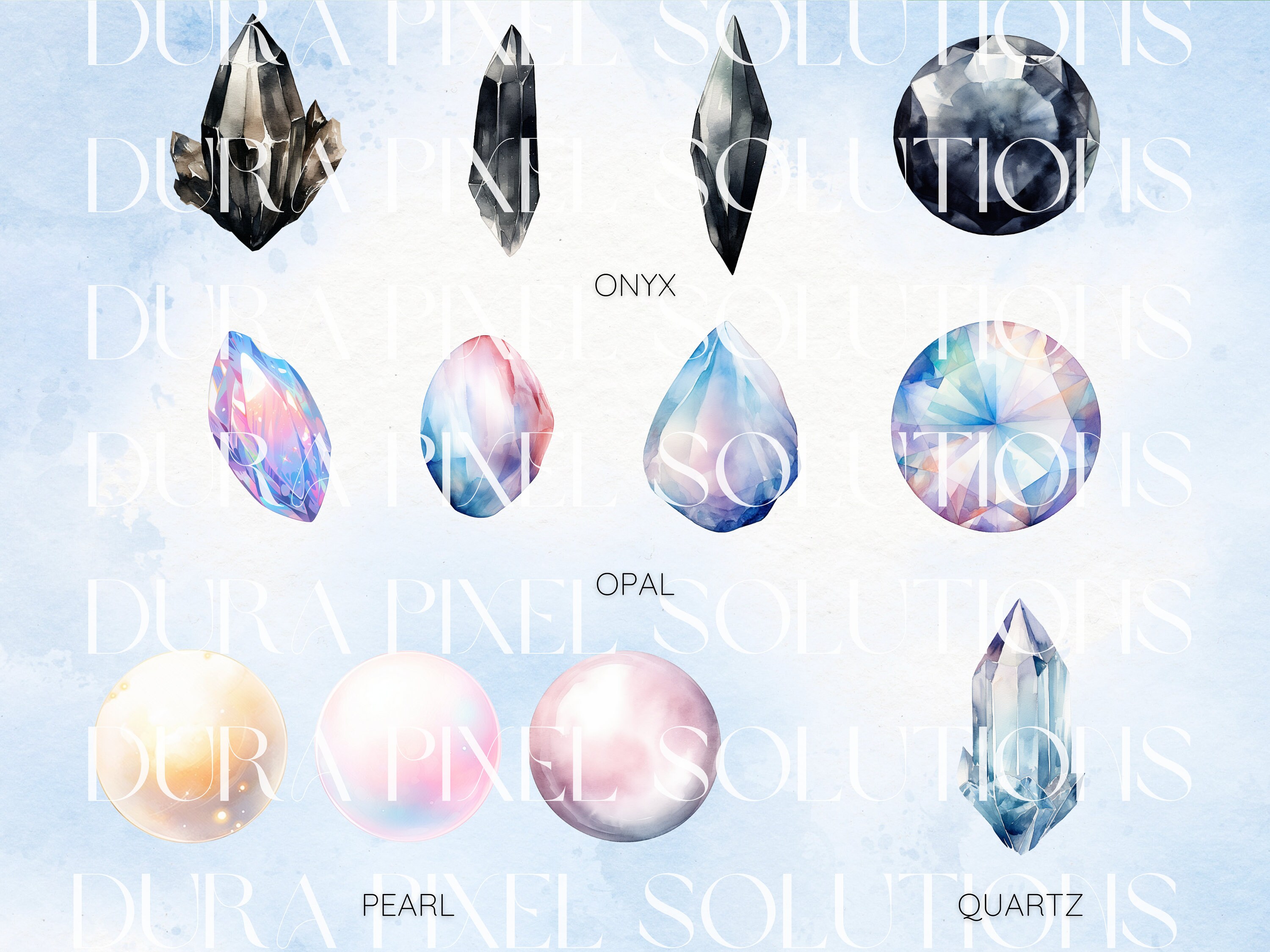 77 Gemstones Watercolor Clipart Bundle | High-resolution Images ...