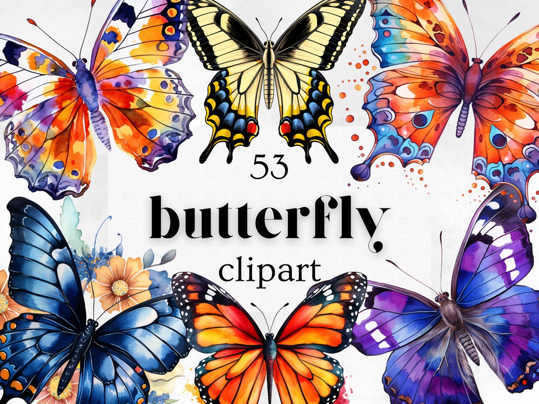 53 Butterfly Watercolor Clipart Bundle | High-resolution Images ...