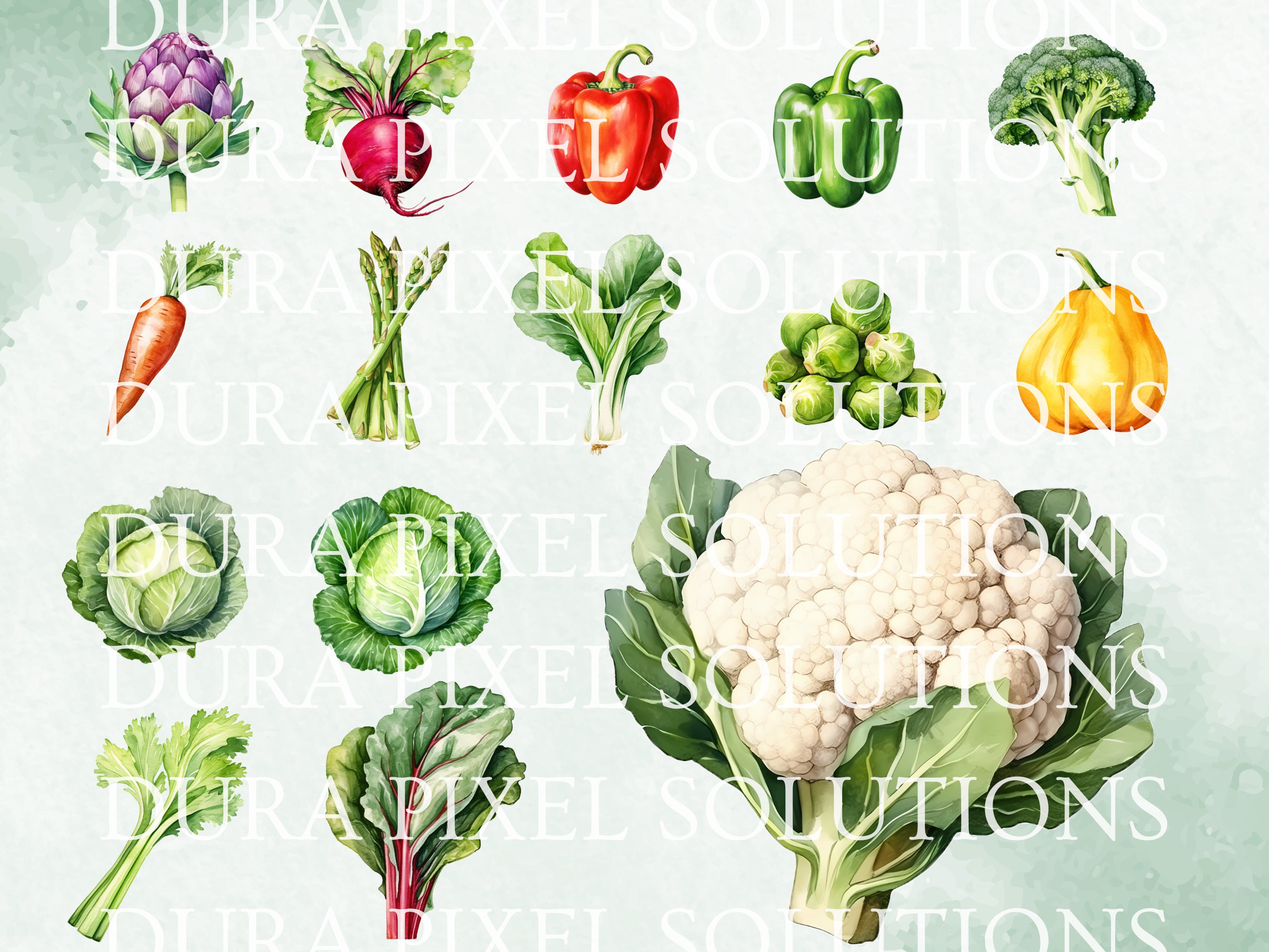 100 Fruits and Vegetables Watercolor Clipart Bundle High-resolution ...