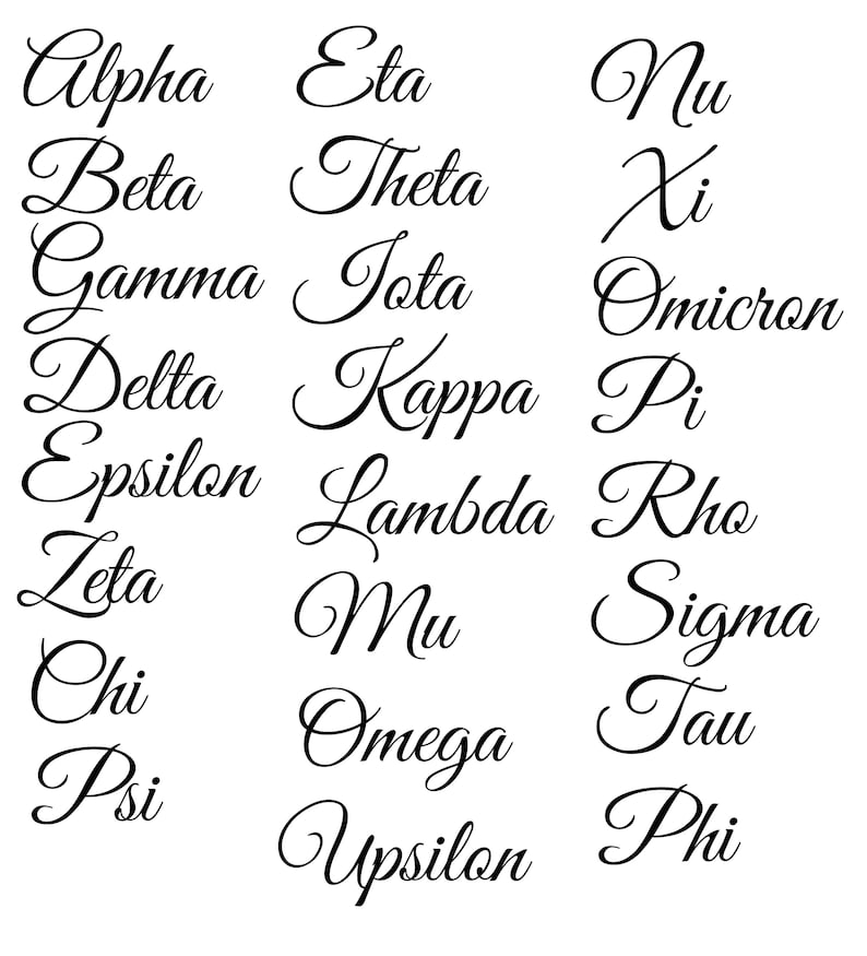 Greek Alphabet- Cursive - Etsy