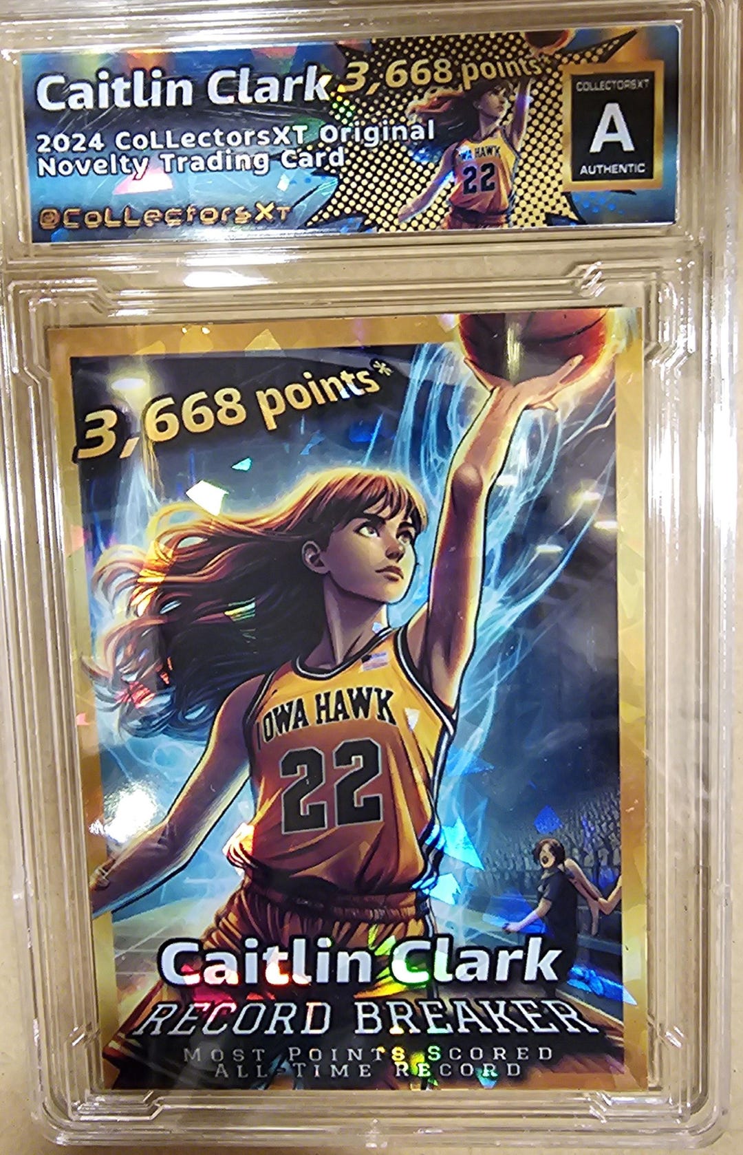 Caitlin Clark Cracked Ice Custom Card Slabbed in a Clear Slab, Hand ...