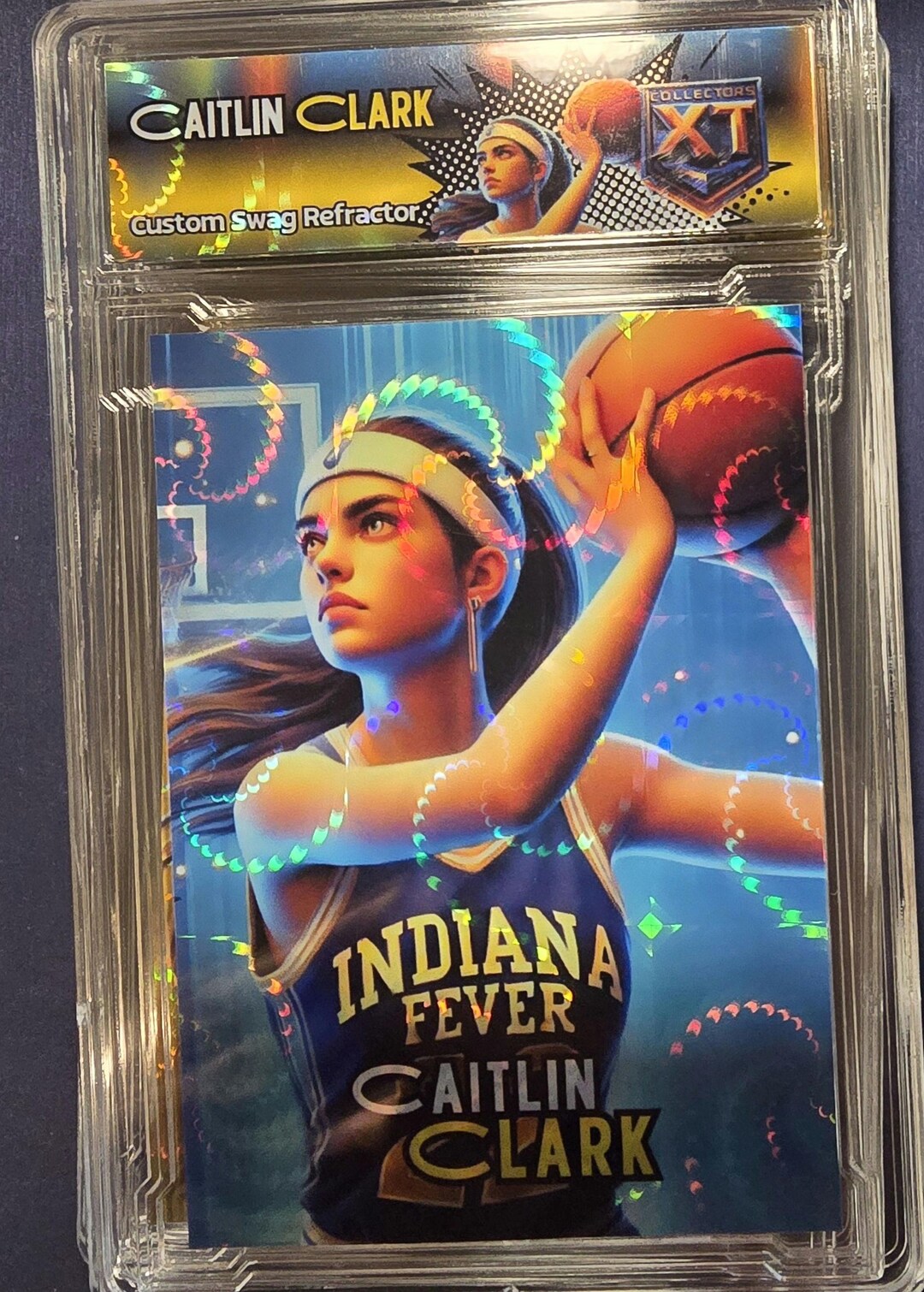Caitlin Clark Laser Swirl Custom Card Slabbed in a Clear Slab, Hand ...