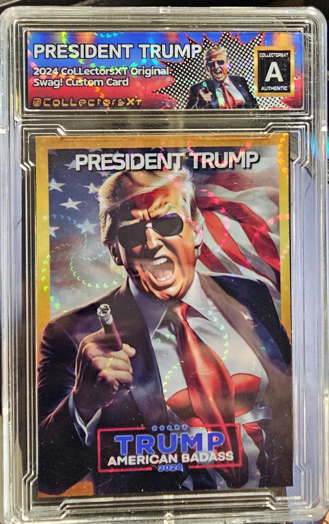 President Donald Trump Laser Swirl Custom Card Slabbed in a Clear Slab ...