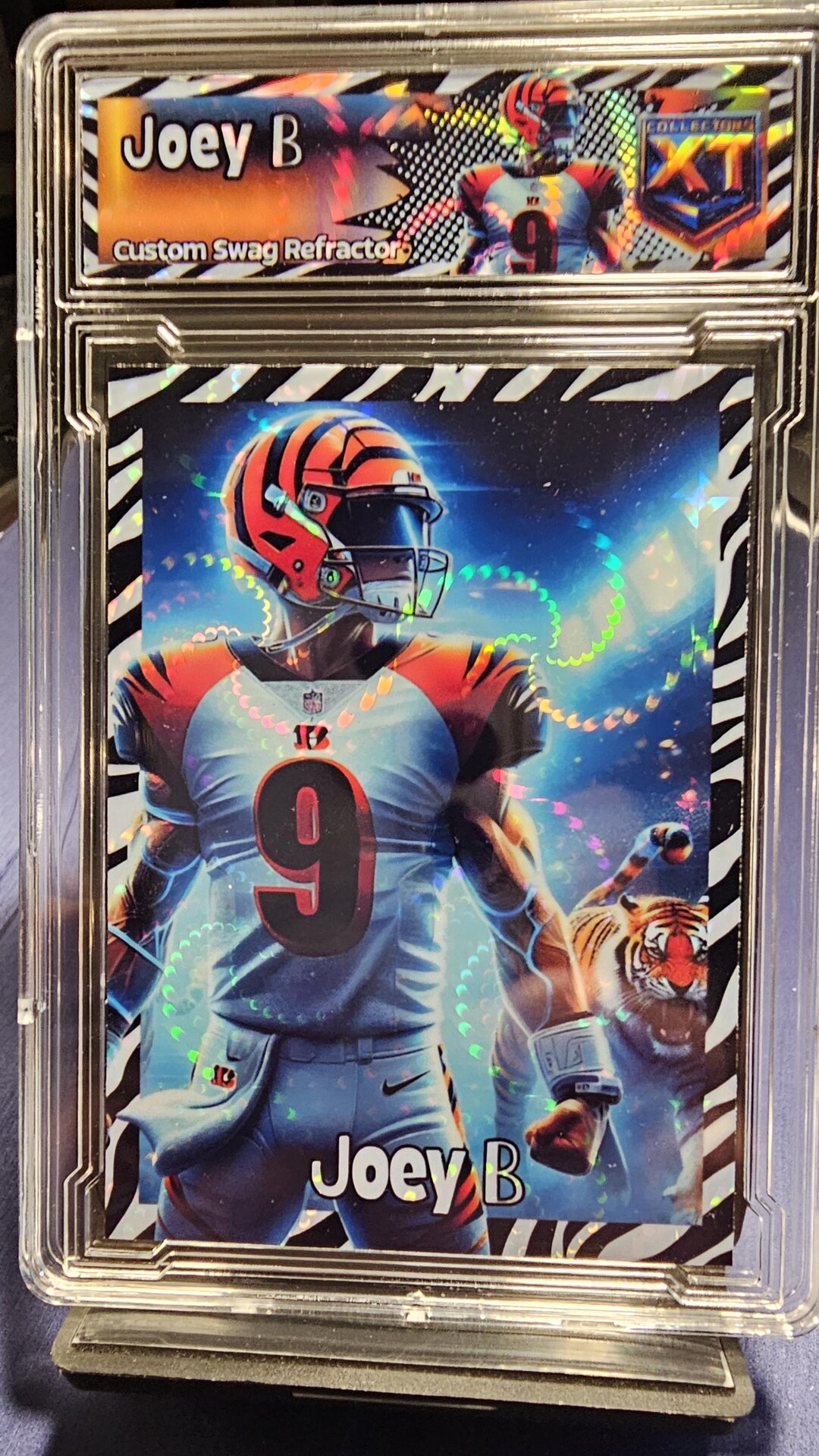 Joe Burrow "joey B" Laser Swirl Custom Card Hand Made and Slabbed in a Crystal Clear Slab . - Etsy