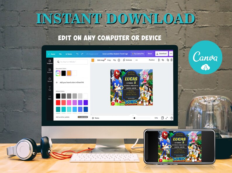 Sonic Birthday Invitation Template: Editable Party Invite (digital) - Etsy