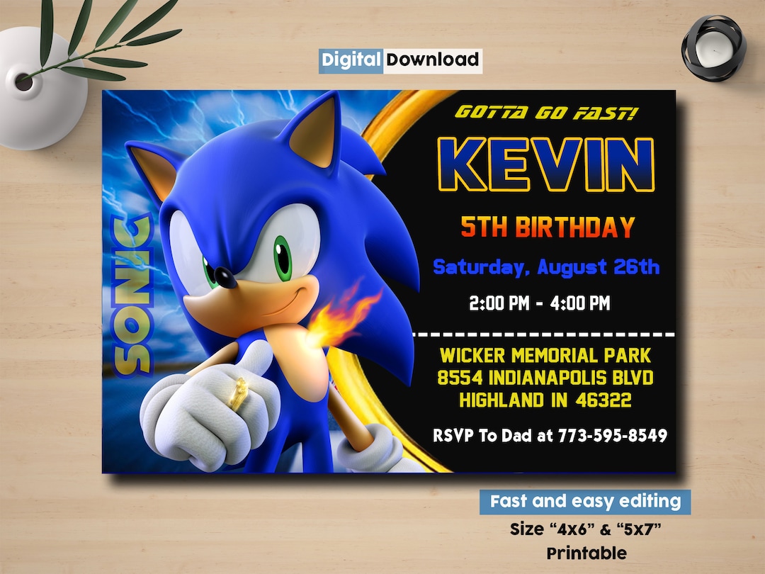 Invitación de cumpleaños de Sonic invitación de Sonic - Etsy España