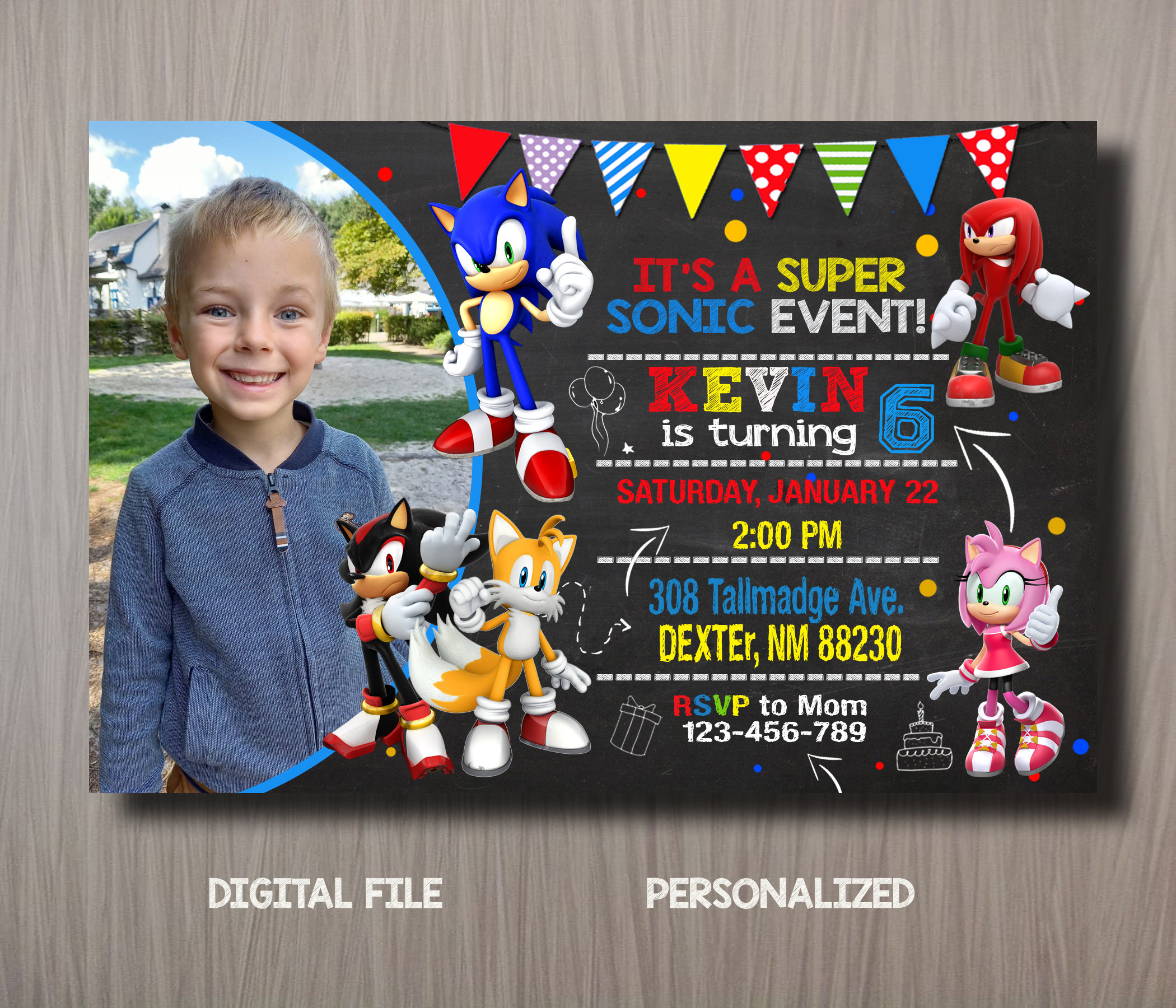 Invitación de cumpleaños de Sonic Invitación de Sonic - Etsy México