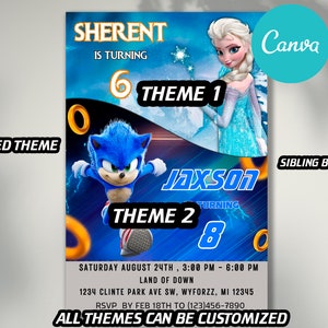 Editable Shadow Knuckles Birthday Invitation, Sonic the Hedgehog Kids ...