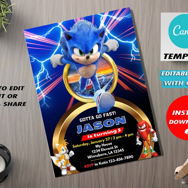 Sonic Birthday Editable Files - Etsy