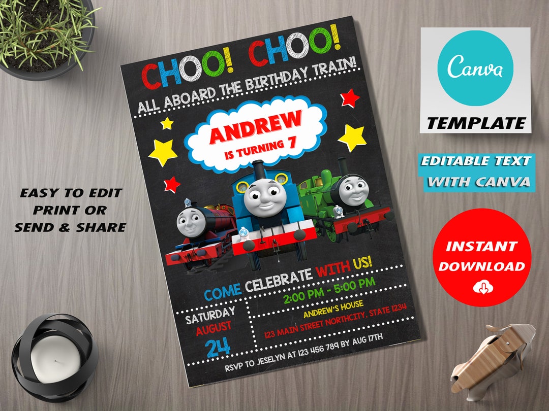 Editable Thomas the Train Birthday Invitation Template, Thomas and ...
