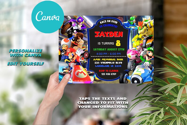 Editable Mario Kart Birthday Invitation Template (digital Download) - Etsy