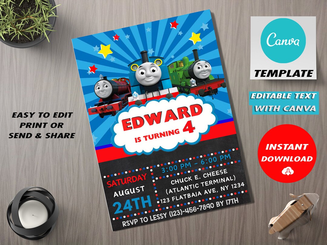 Thomas the Train Birthday Invitation, Thomas Invitation, Thomas and ...
