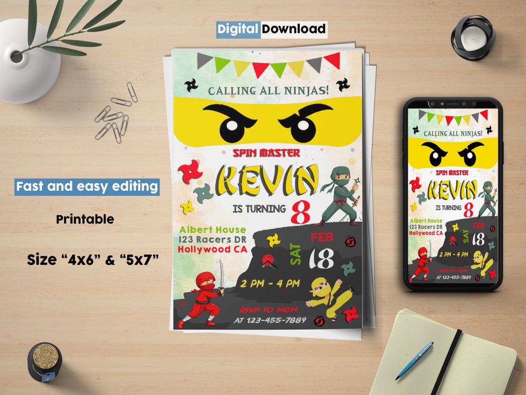 Ninja Birthday Invitation Birthday Party Invite Ninja - Etsy