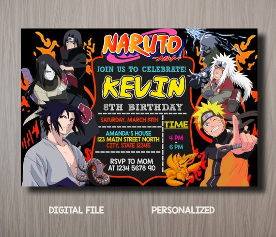 Naruto birthday invitation Naruto anime invite Naruto digital ...