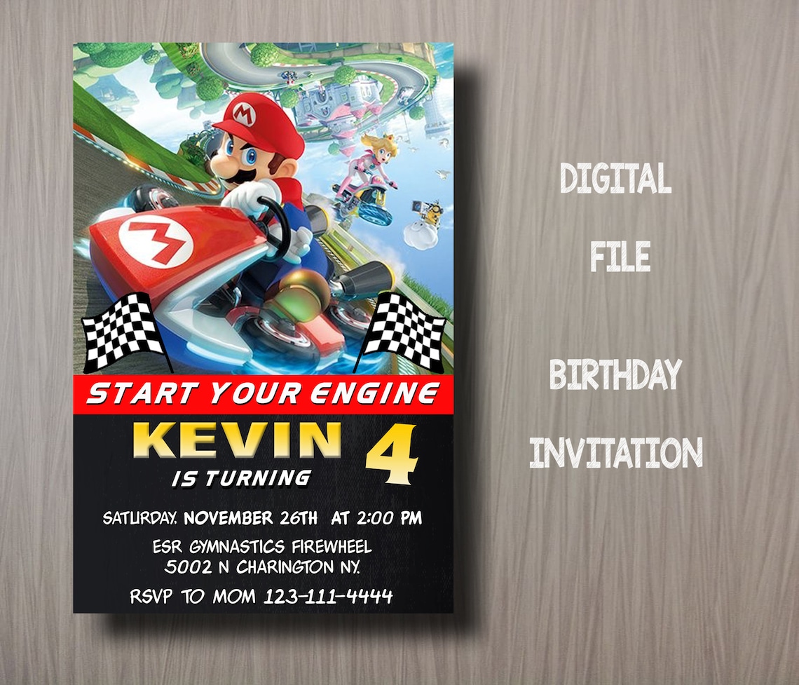 Mario Kart Birthday Invitation: Custom Party (digital File) - Etsy