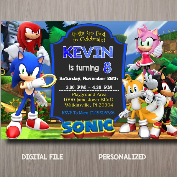 Sonic the Hedgehog Birthday Invitation File - Etsy